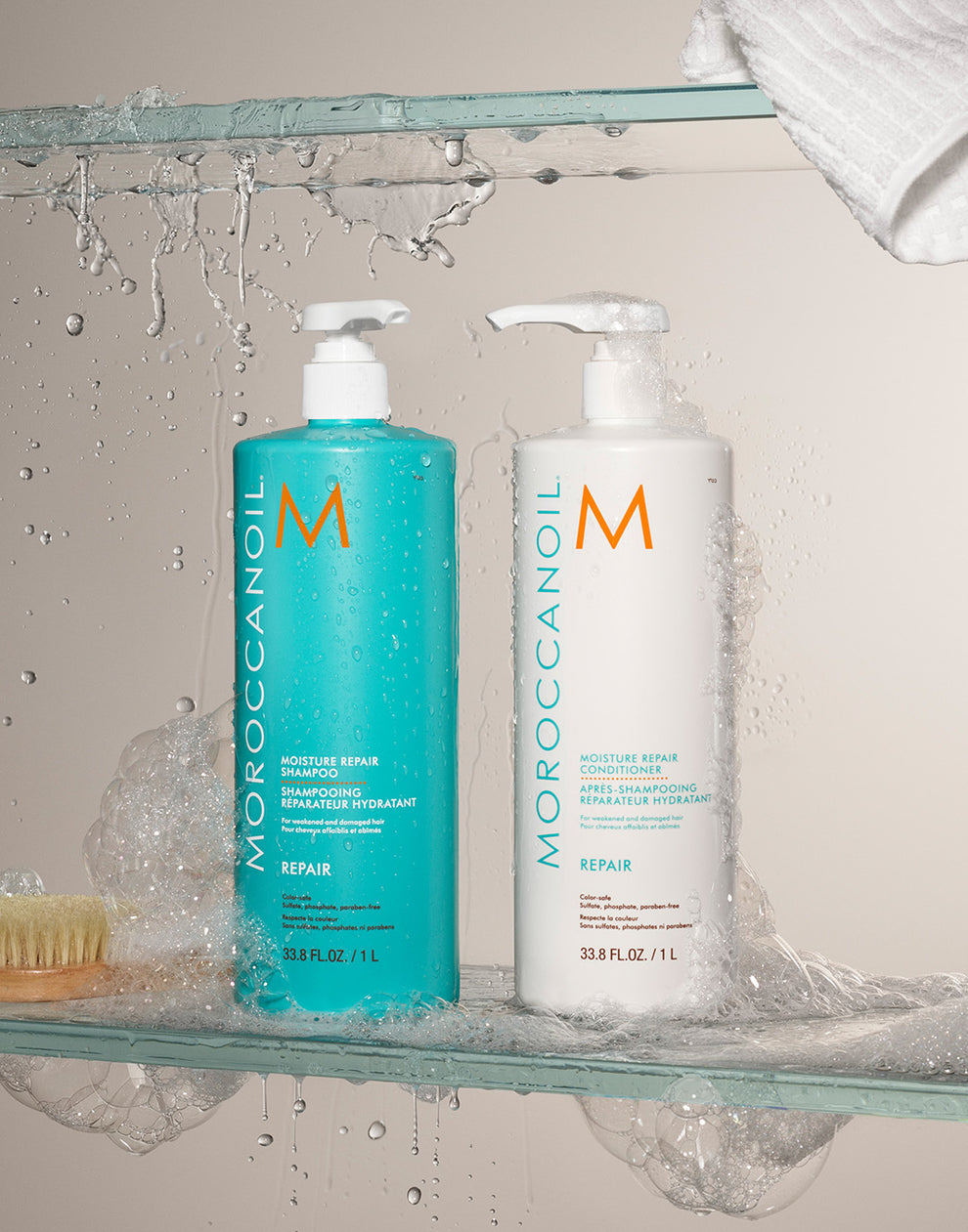 Moisture Repair Shampoo & Conditioner Liter Bundle – Moroccanoil
